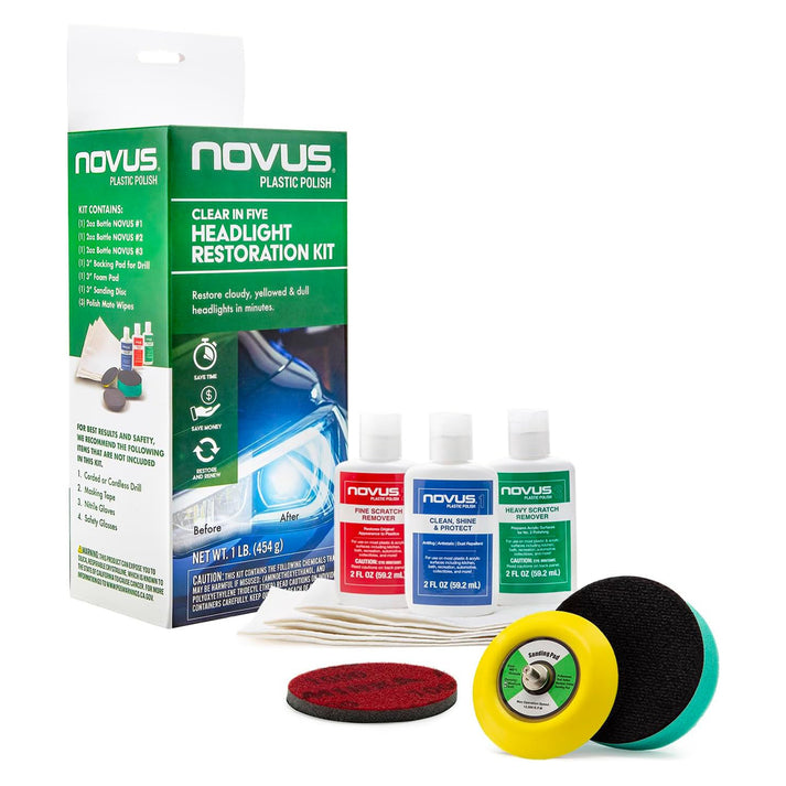 NOVUS Plastic Polish Clear In Five Headlight Restoration Kit